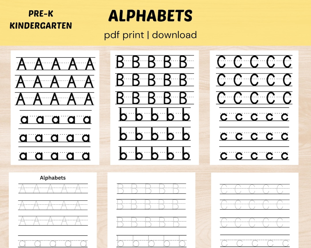 Kindergarten Alphabet Tracing Worksheet for Preschool Activity ...