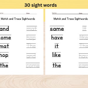 Sightwords Alphabet Worksheet for Pre-k and 1st Grader Trace the ...
