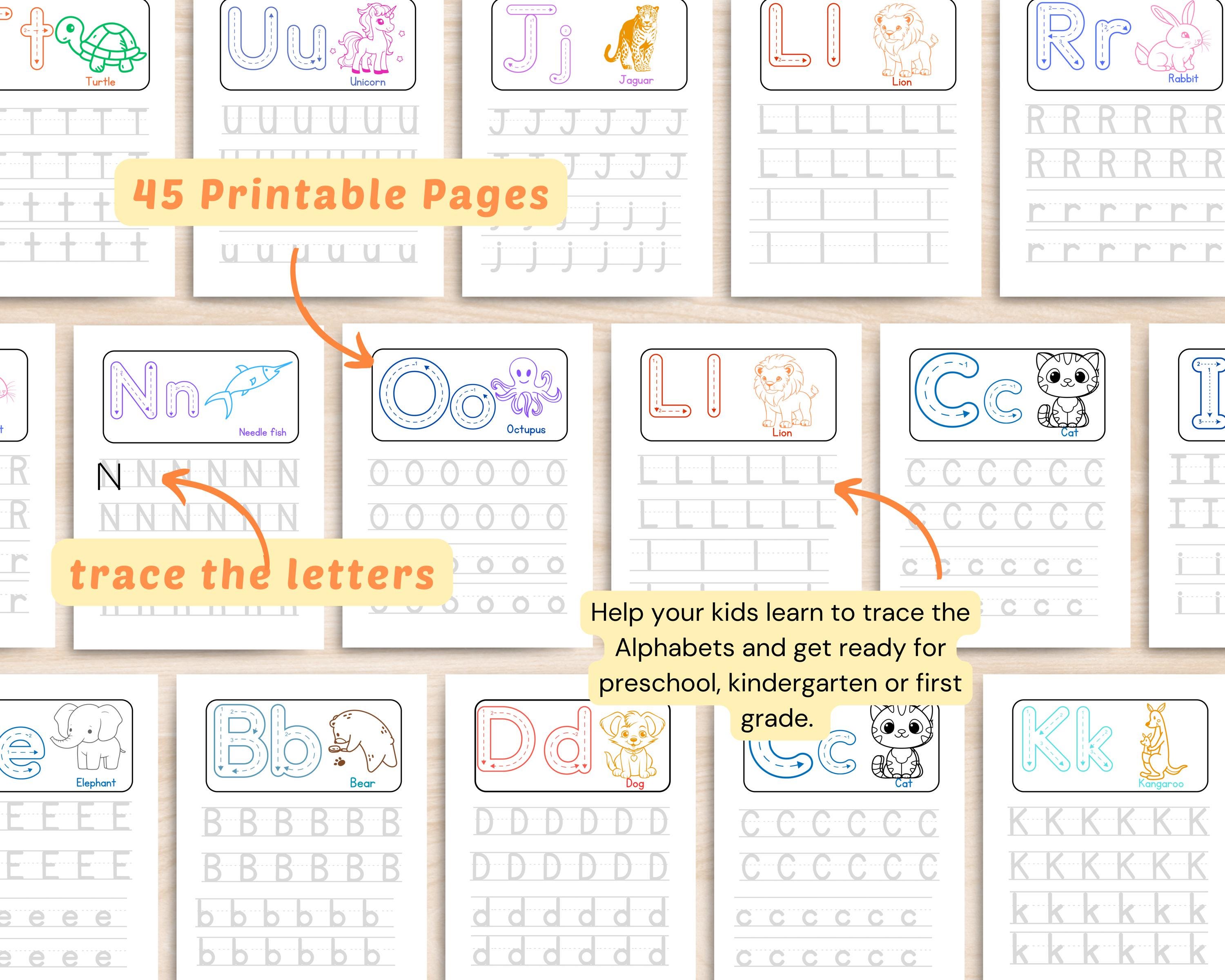 Learning to Write Learning the Alphabets Preschool Pre-k Worksheet ...