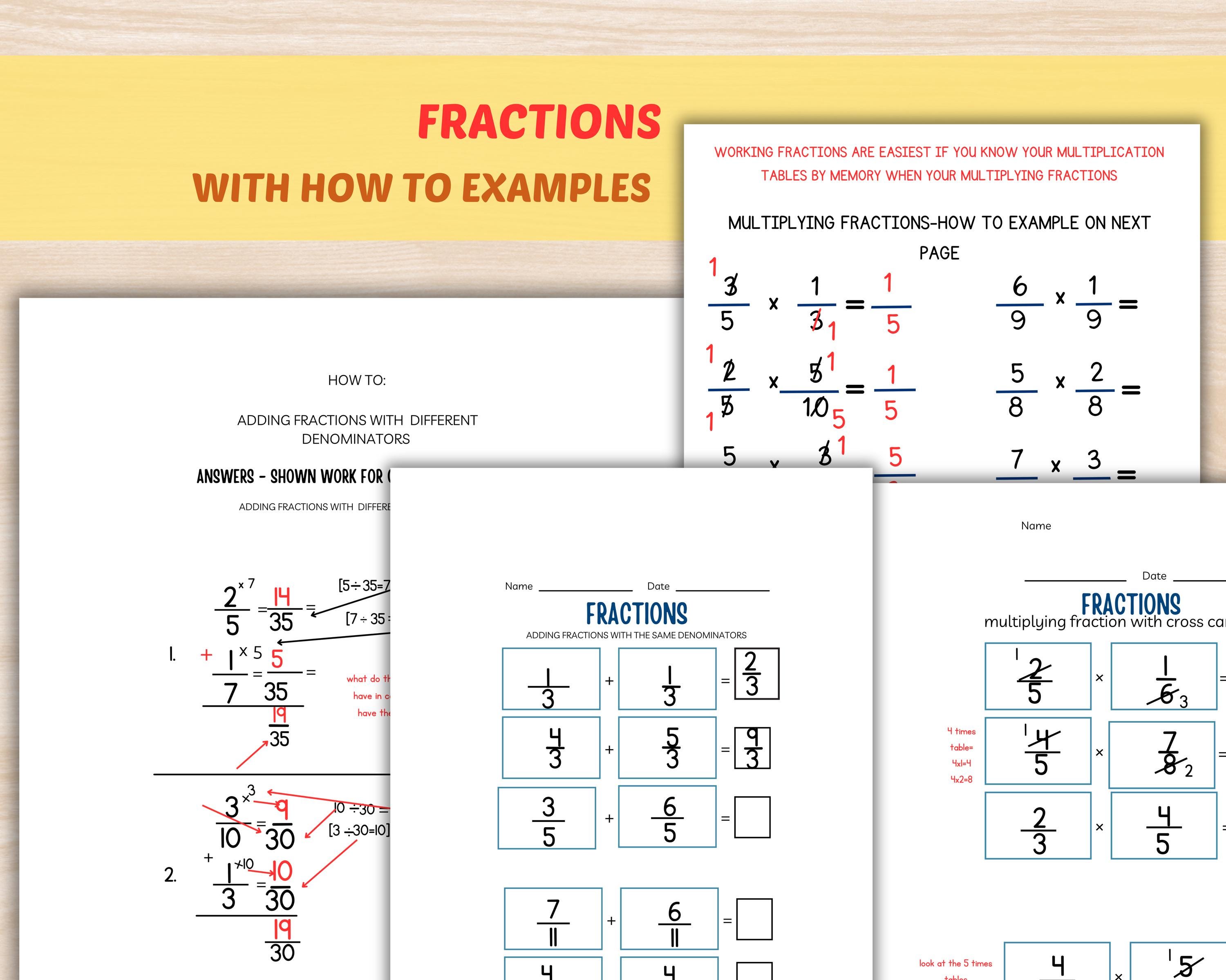 Fraction Worksheet math Worksheet for 3rd and 4th Grade Multiplication ...