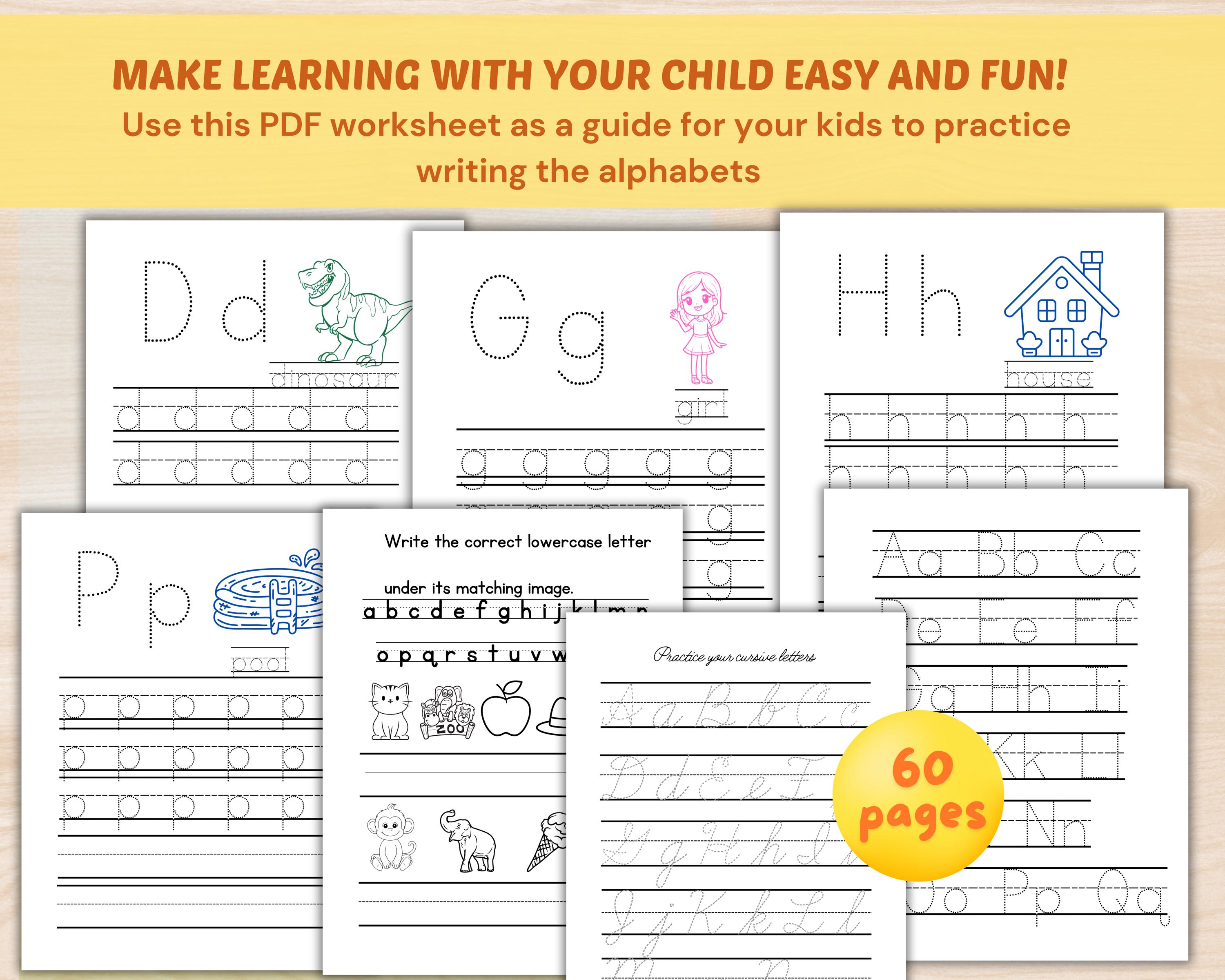 Alphabet Tracing Worksheet for Pre-k Thru First Grade Handwriting ...