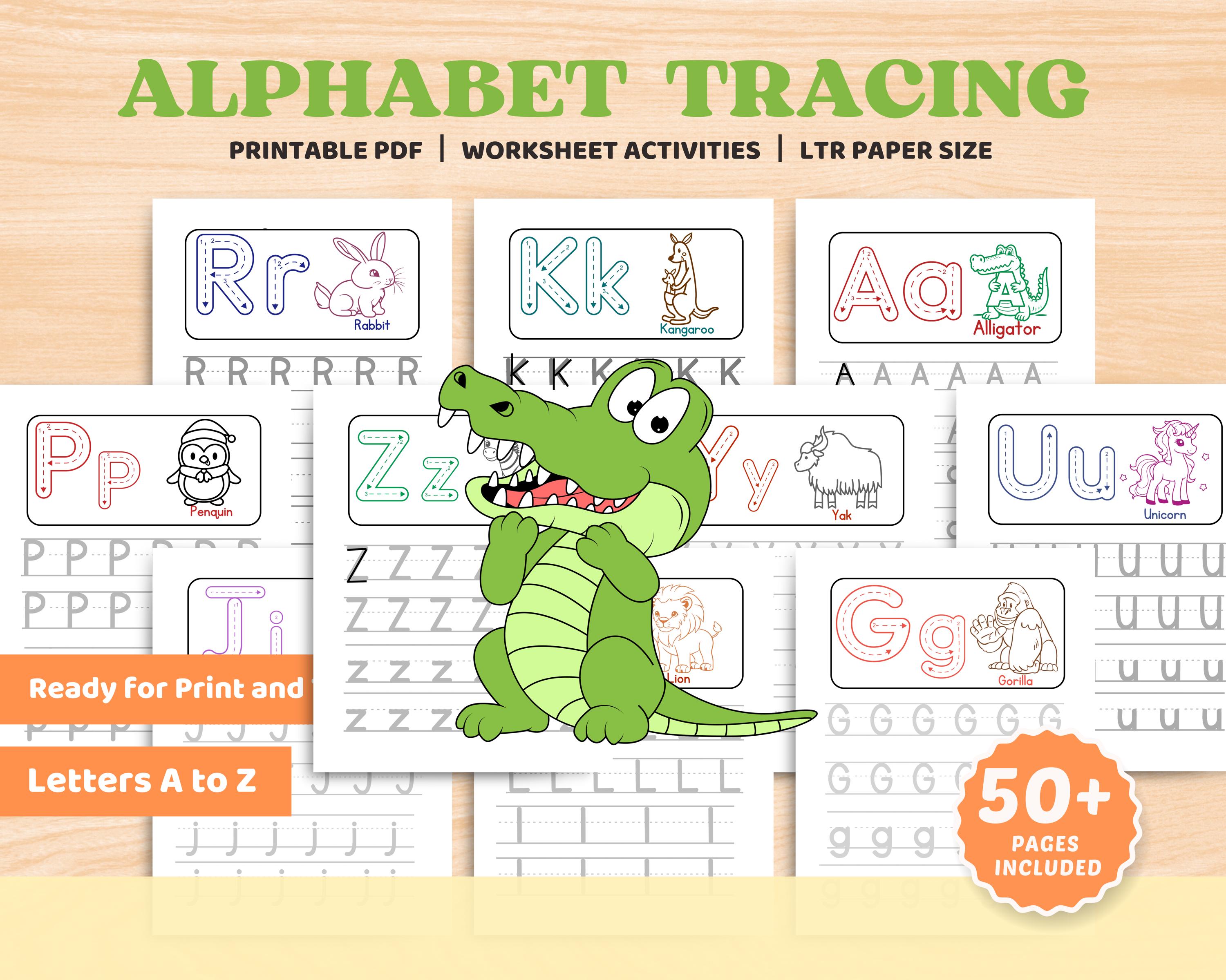 Worksheet for Pre-k Alphabet Letter Tracing Worksheet Activity for Kids ...