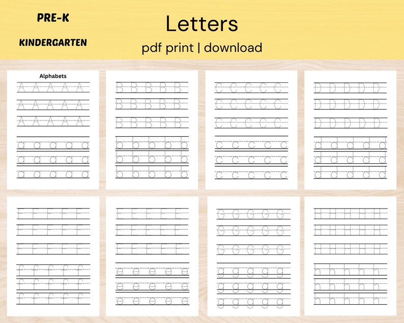 Kindergarten Alphabet Tracing Worksheet for Preschool Activity ...