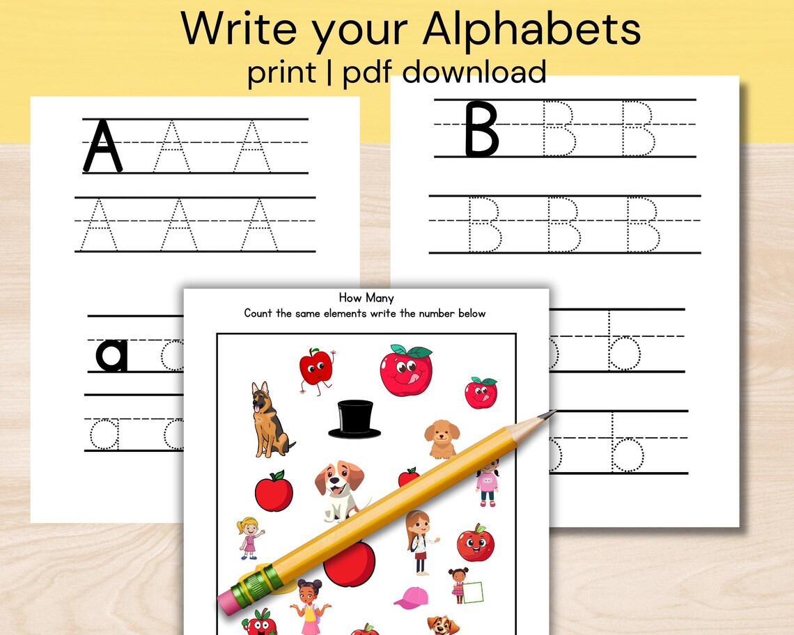 Sight Word Alphabet and Numbers Vowels With Tracing Worksheet for Pre-k ...