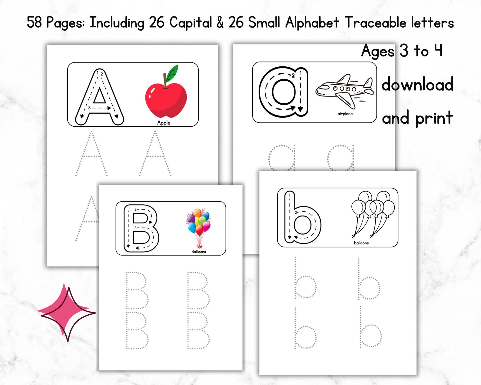 Alphabet Tracing Worksheet for Pre-k Thru First Grade Handwriting ...