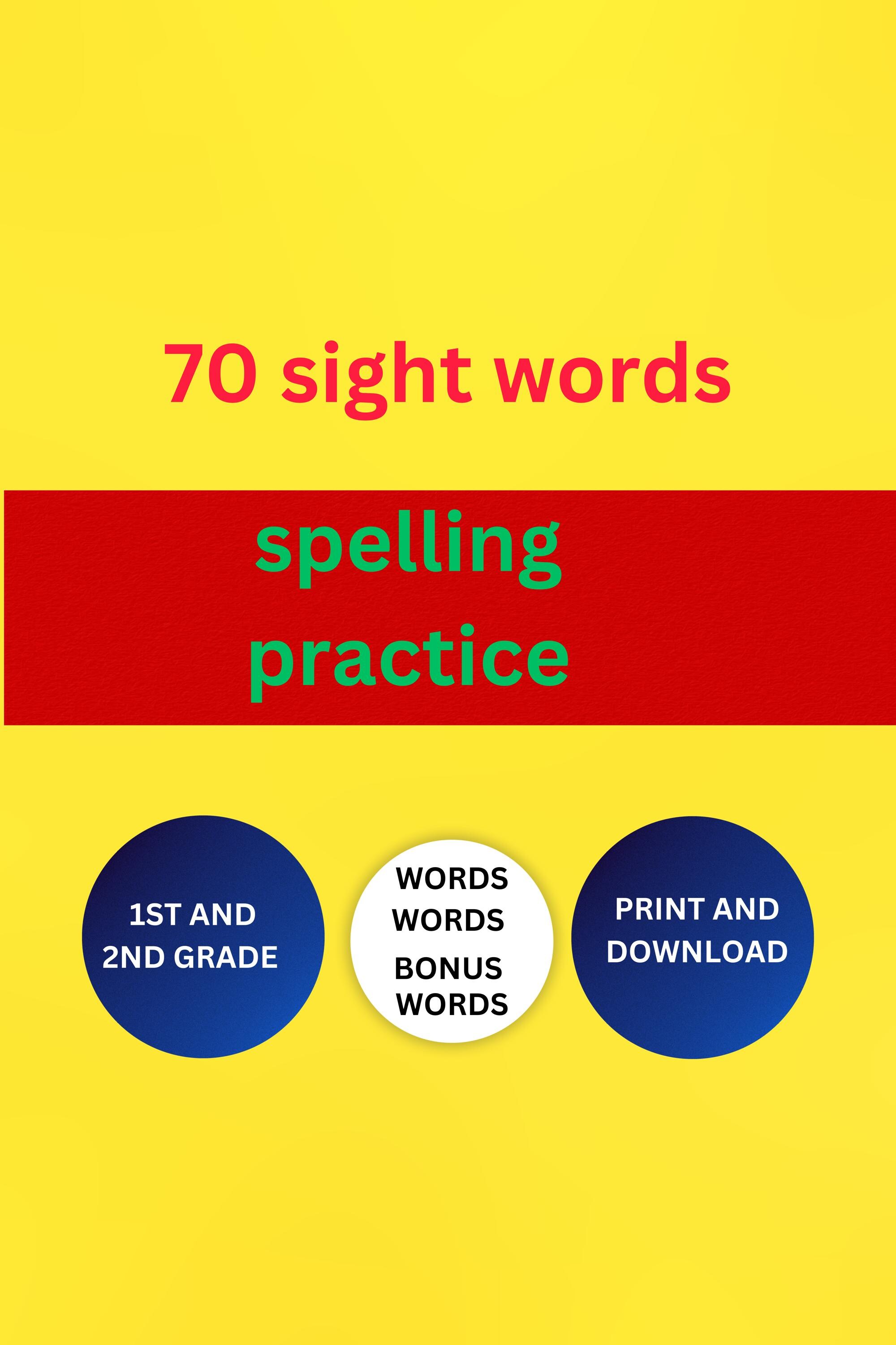 70 2nd Grade Sight Word Worksheet. Practice Handwriting Skills, Print ...