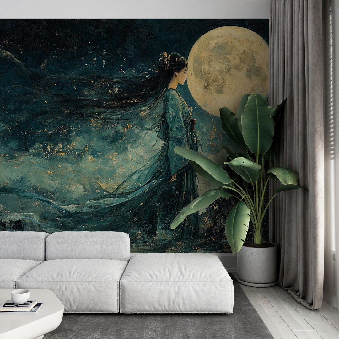 Moonlit Serenity Asian-inspired Elegant Wall Mural | Enchanted ...
