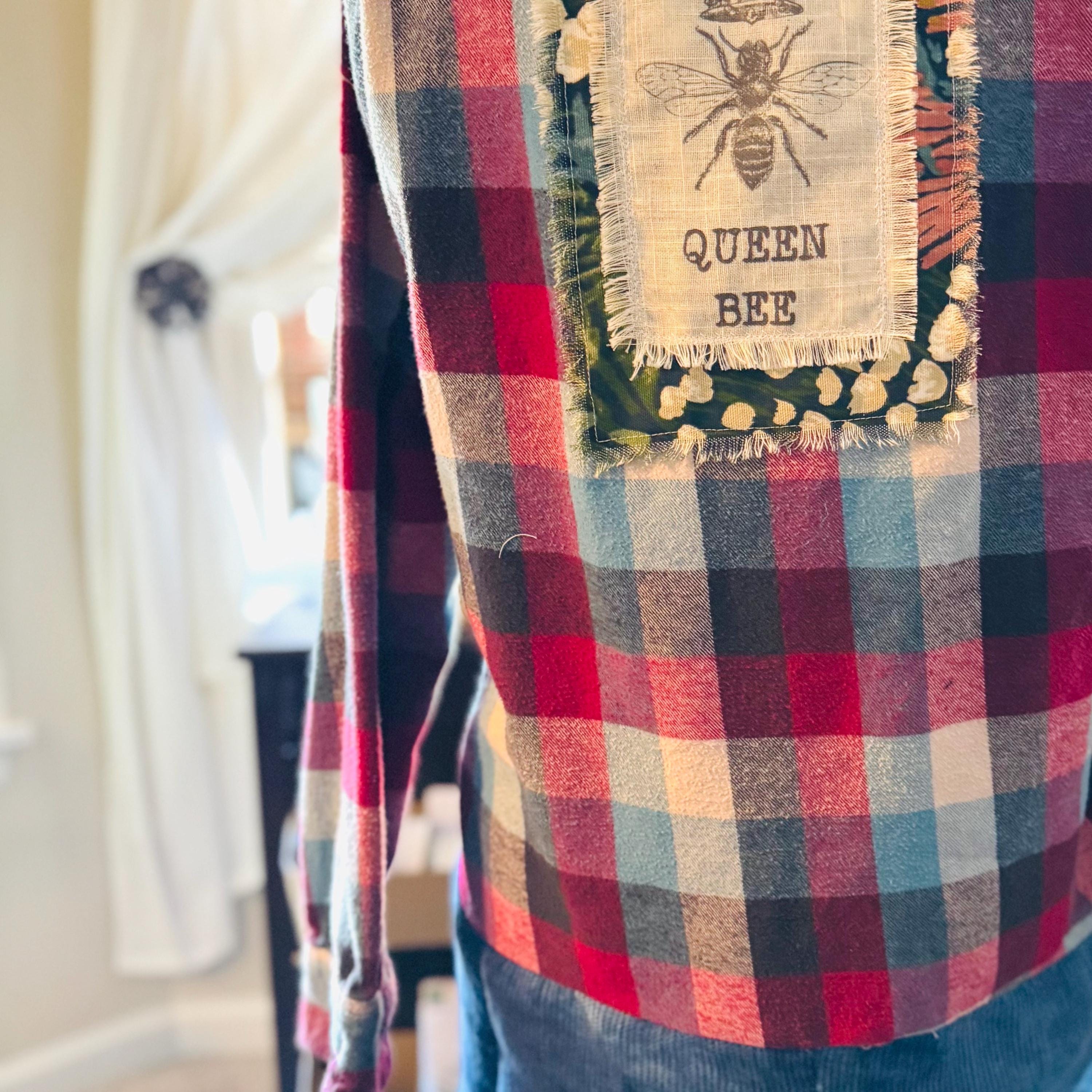 This Adorable Upcycled Shirt is Made of Thrifted Flannel, Fabric Pieces ...