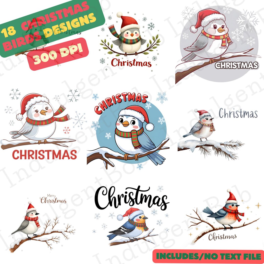 18 Christmas Birds Clipart Bundle, Christmas PNG, Winter Birds Clipart ...