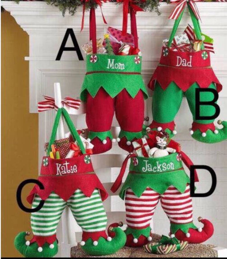 Personalized Elf Pants Christmas Stockings B - Etsy