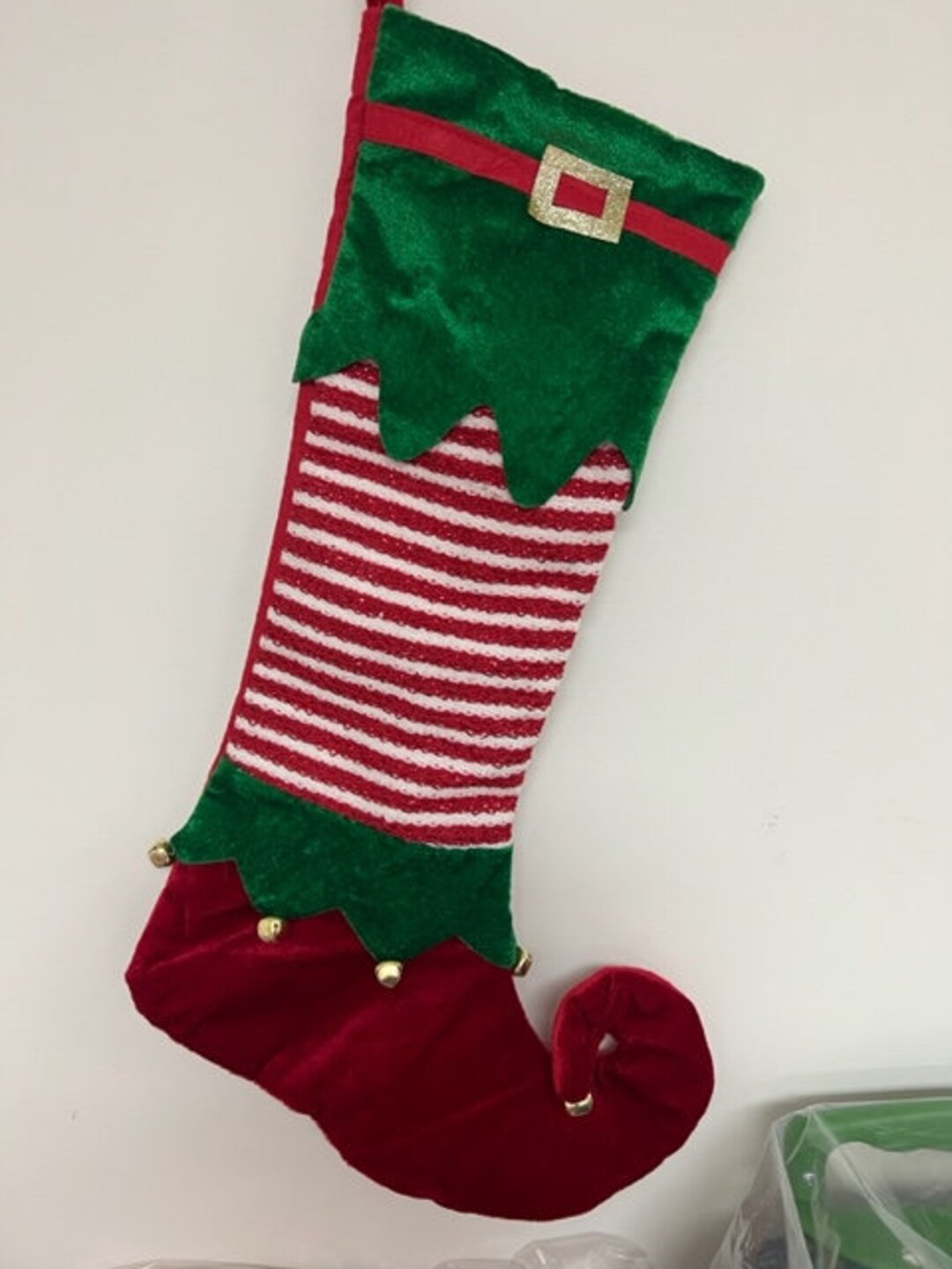 Personalized Elf Stocking Red Stripe - Etsy
