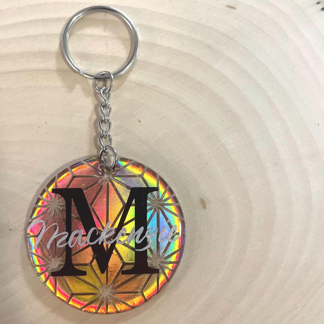 Custom Name and Initial Keychain - Handmade Star Design Keyring Gift ...