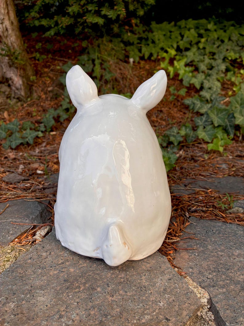 White Ceramic Bunny Lamp, Handmade Rabbit Table Light, Modern Sculpture ...