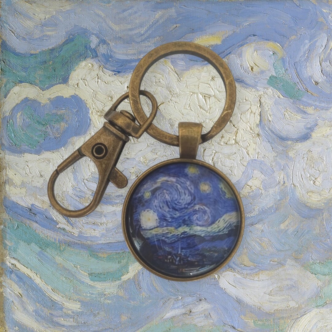 The Starry Night Keychain, Custom Handmade Keychain, Choice of Gold ...