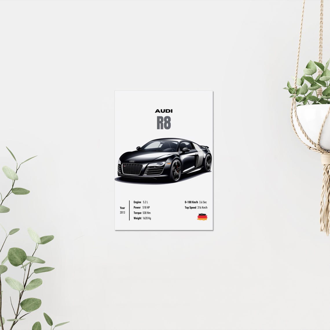 Audi R8 | Digital Print Poster | Digitally Hand Drawn Automotive ...