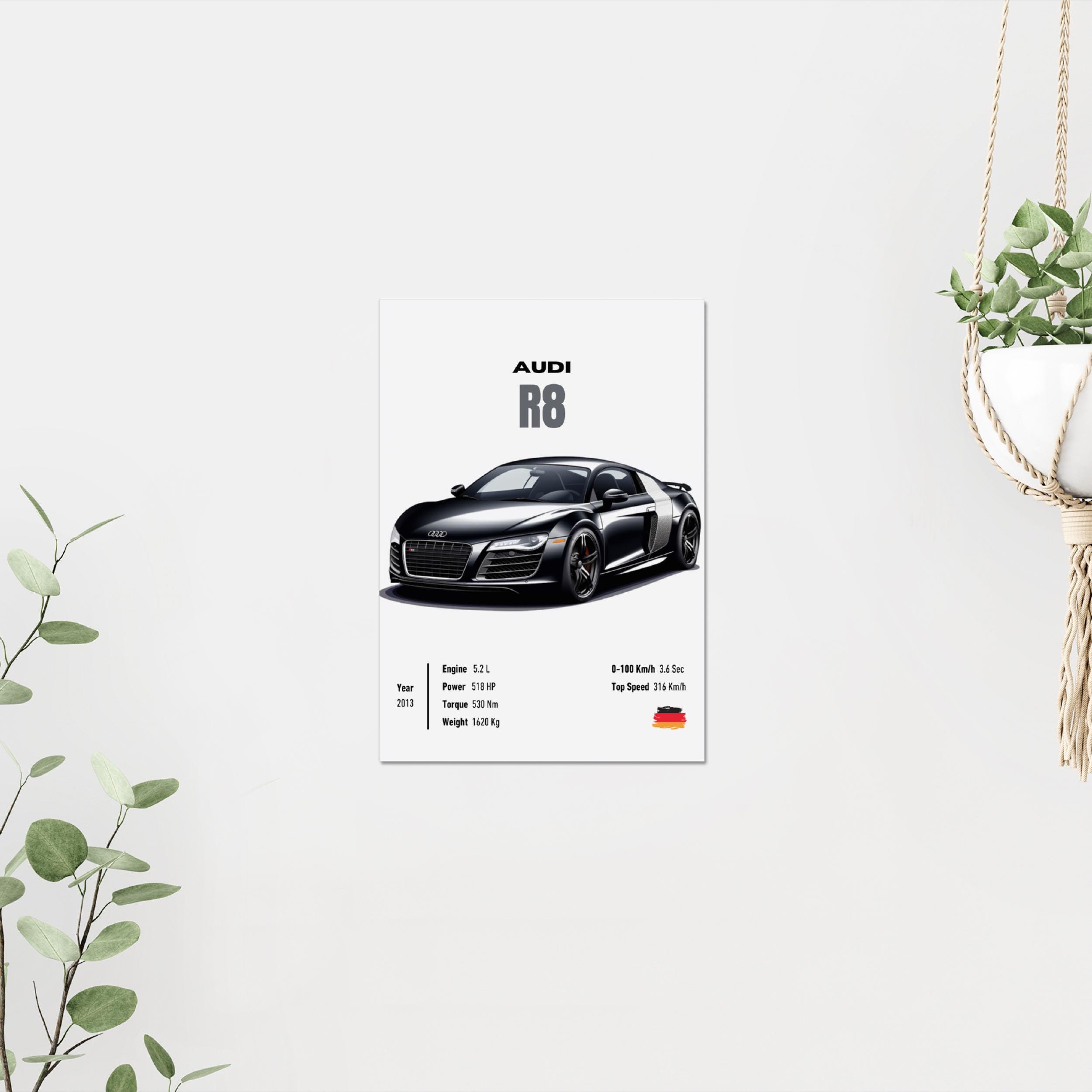 Audi R8 | Digital Print Poster | Digitally Hand Drawn Automotive ...