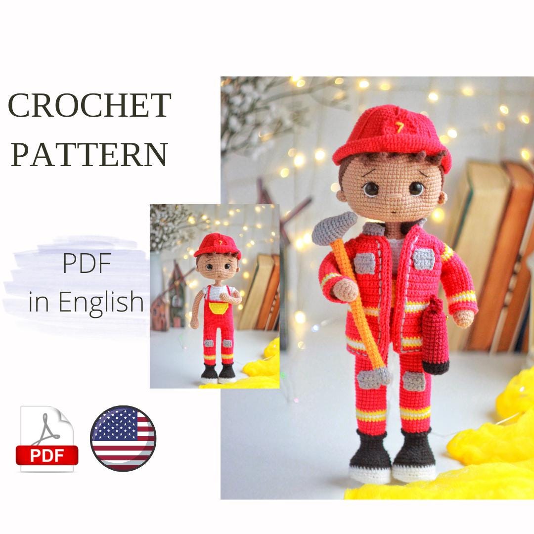 Firefighter Amigurumi Doll Crochet Pattern PDF English Amigurumi ...