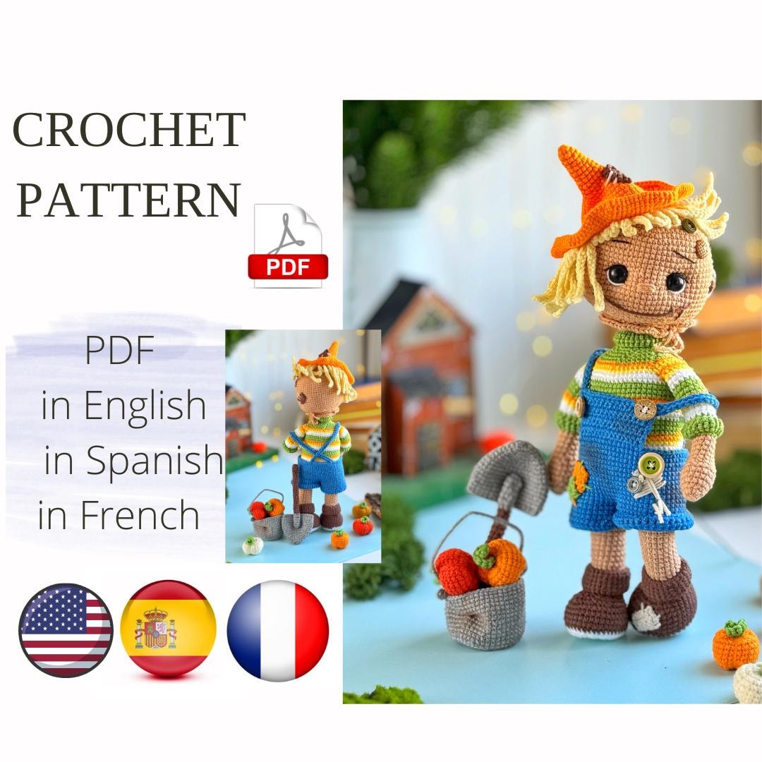 Scarecrow Doll Crochet Pattern Amigurumi PDF (english/french/spanish ...