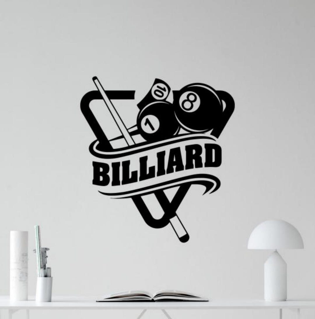 Billiard Wall Decal Vinyl Sticker Pool Room Decor Billiards Wall Art ...