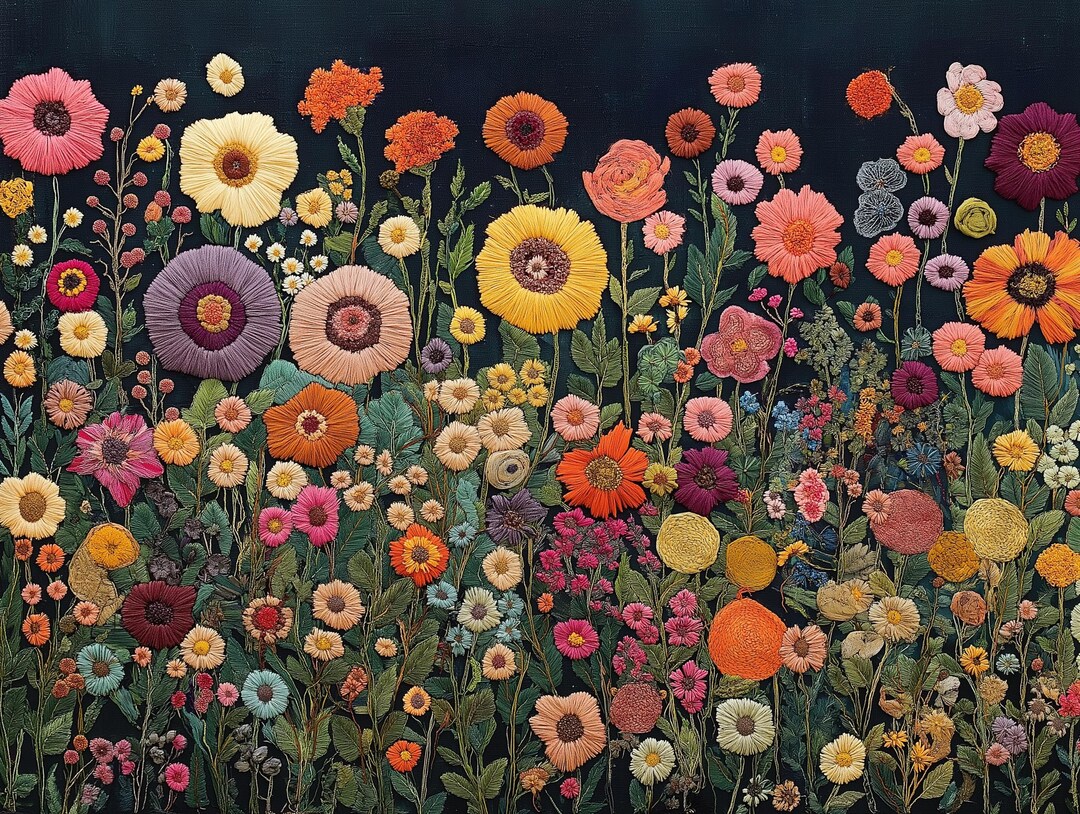 Jigsaw Puzzle 1000-piece of Colorful Wildflower Field, Vibrant Nature ...