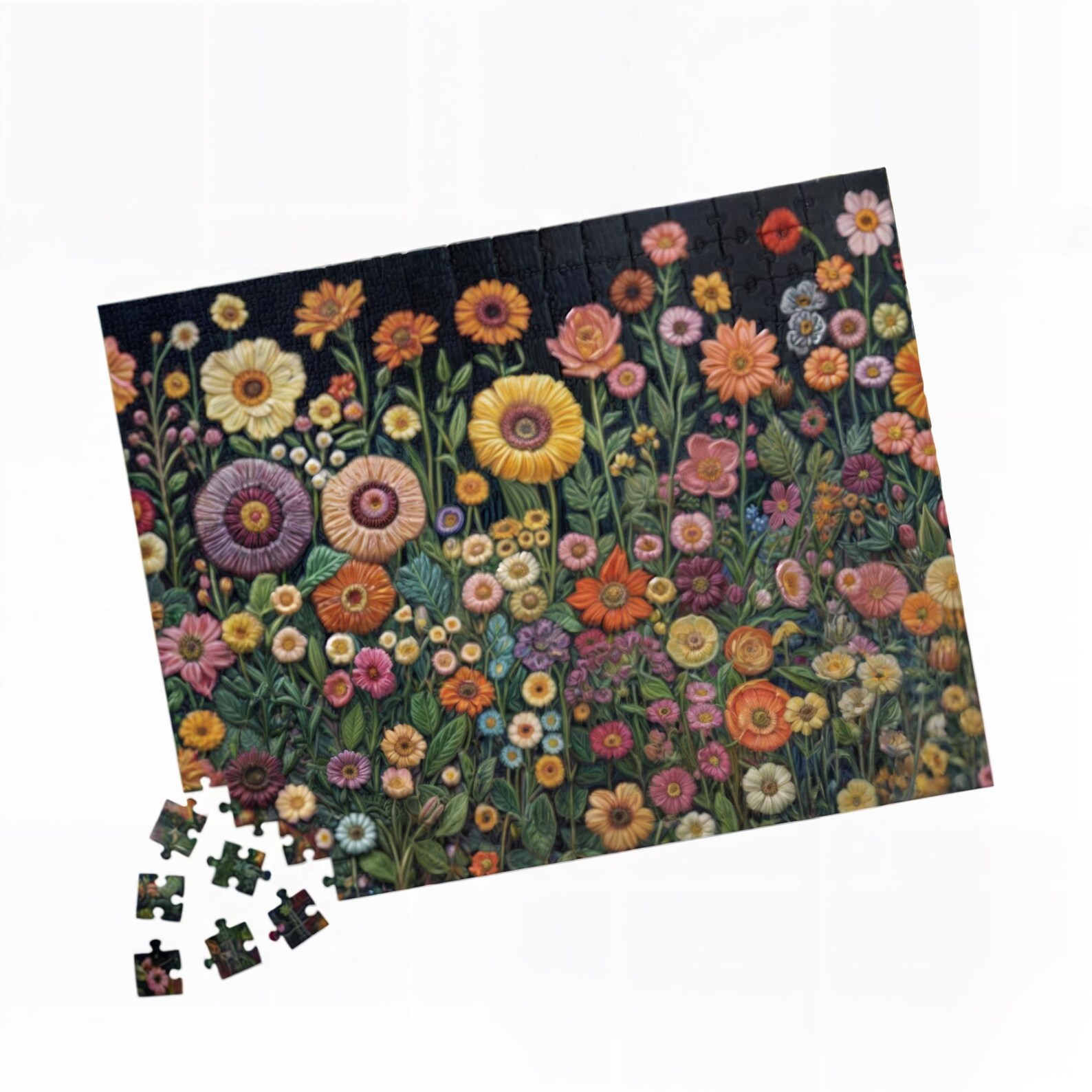 Jigsaw Puzzle 1000-piece of Colorful Wildflower Field, Vibrant Nature ...