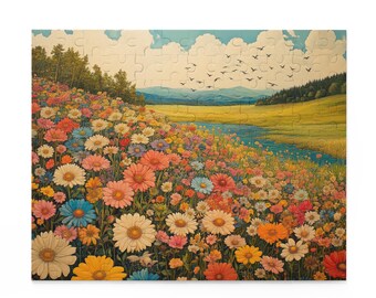 Jigsaw Puzzle 1000-piece of Colorful Wildflower Field, Vibrant Nature ...