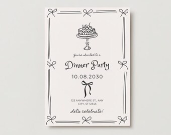 Cute Dinner Party Invitation - Etsy