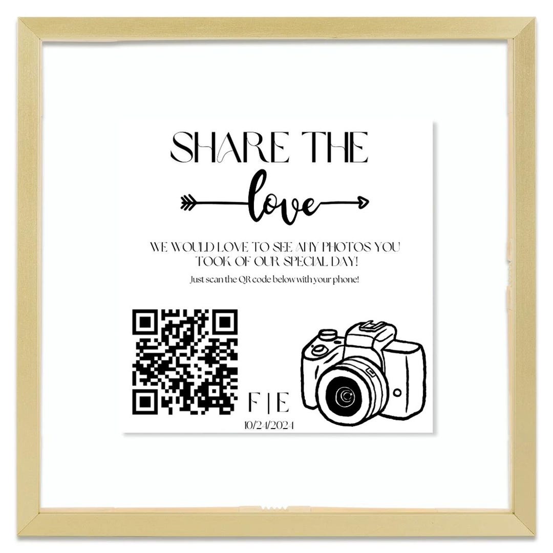 Wedding Photo QR Code Template Minimalist 8" by 8" Printable Editable ...