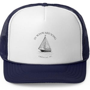 Custom Boat Name Trucker Hat, Personalized Sailing Hat, Ocean Inspired ...
