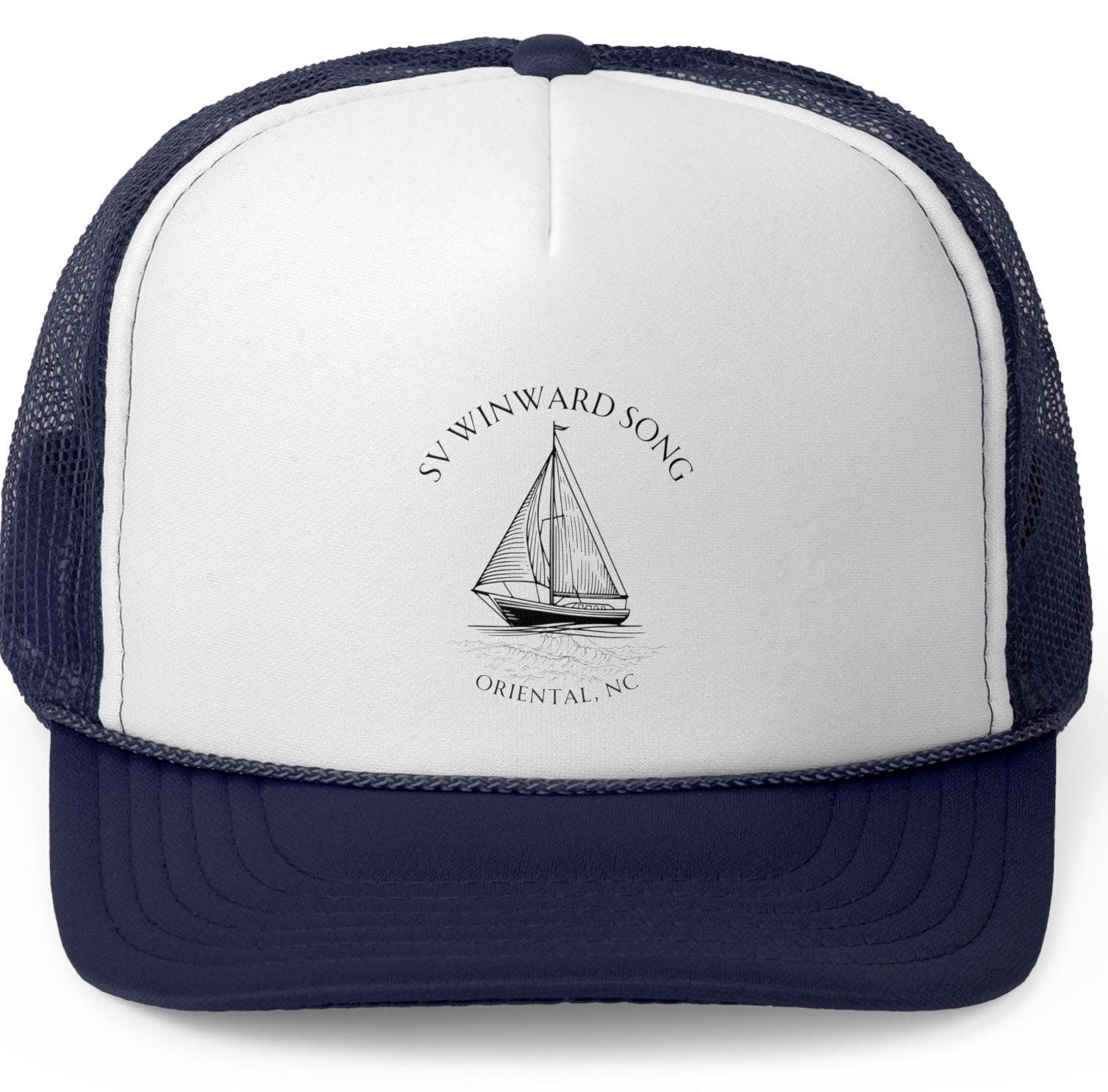Custom Boat Name Trucker Hat, Personalized Sailing Hat, Ocean Inspired ...