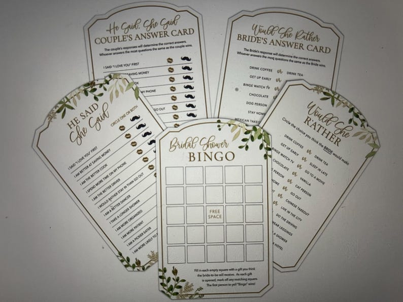 Set of Three Bridal Shower Games - Etsy