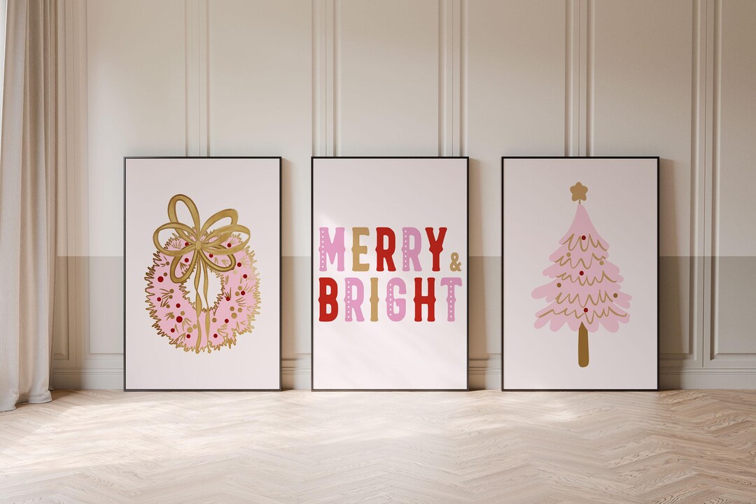 Set of 3 Christmas Wall Art Print, Christmas Printable Wall Art, Xmas ...