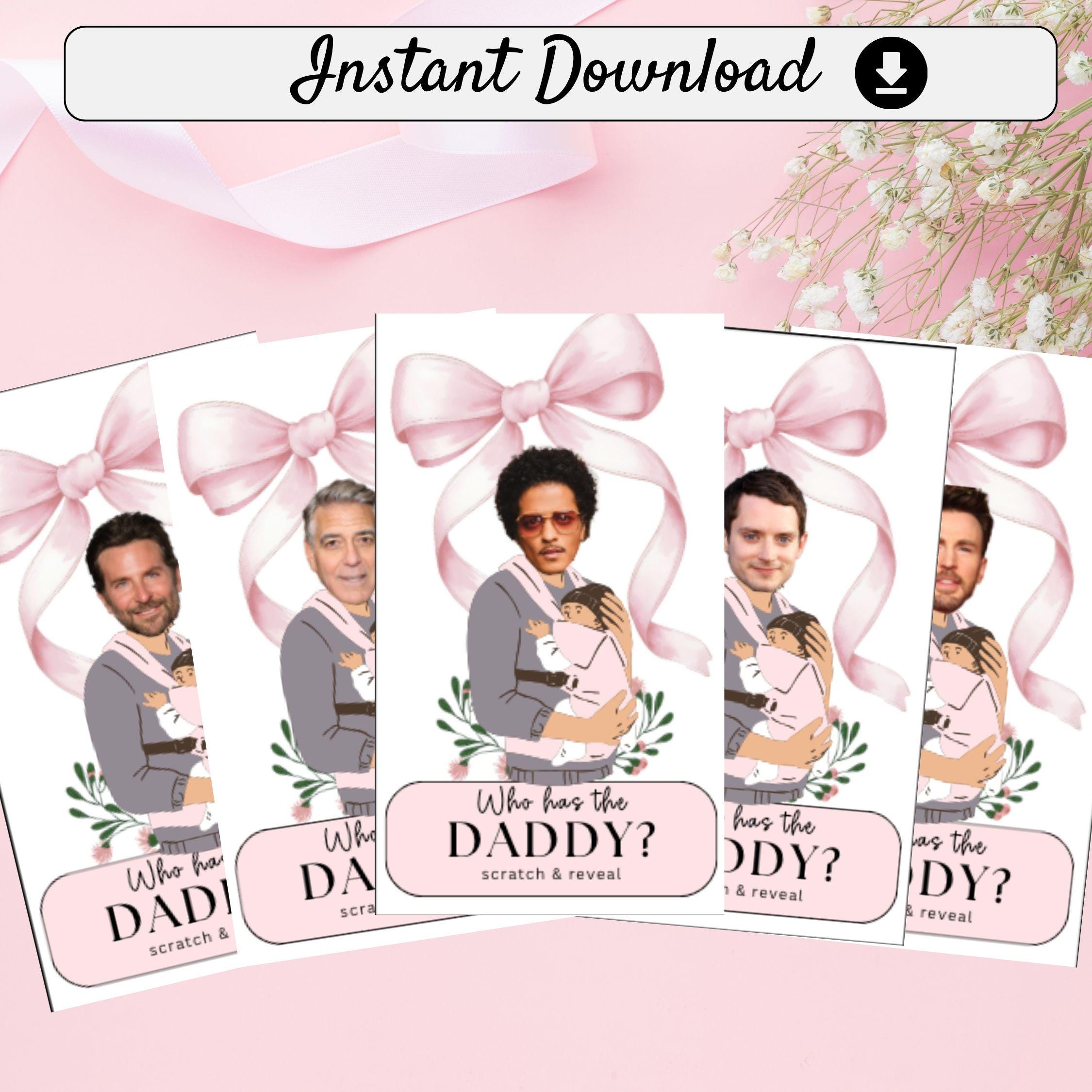 Pink Bow Who Has the Daddy Baby Shower Game Template, Scratch off Game ...