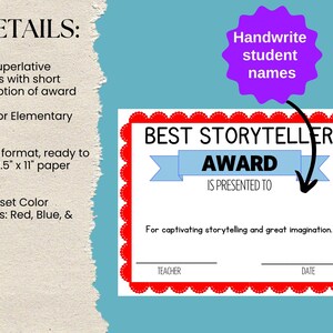 30 Student Classroom Award Download, End of Year School Awards, Student ...
