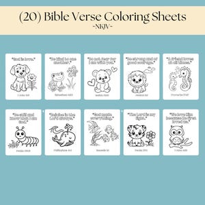 20 Bible Verse Coloring Page Bundle, Printable Church Activity Sheets ...