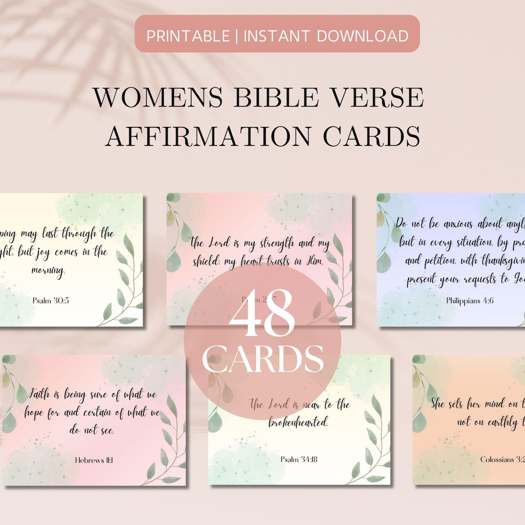 48 Printable Womens Bible Verse Cards, Positive Affirmation Cards ...