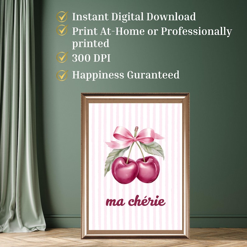 Trendy Ma Cherie Digital Art, Cherries Art Digital Print, Cherry ...