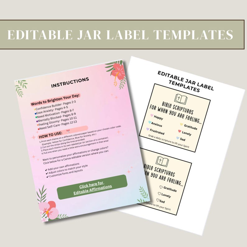 DIY Bible Scriptures Jar Kit, Printable Bible Verses, Daily ...
