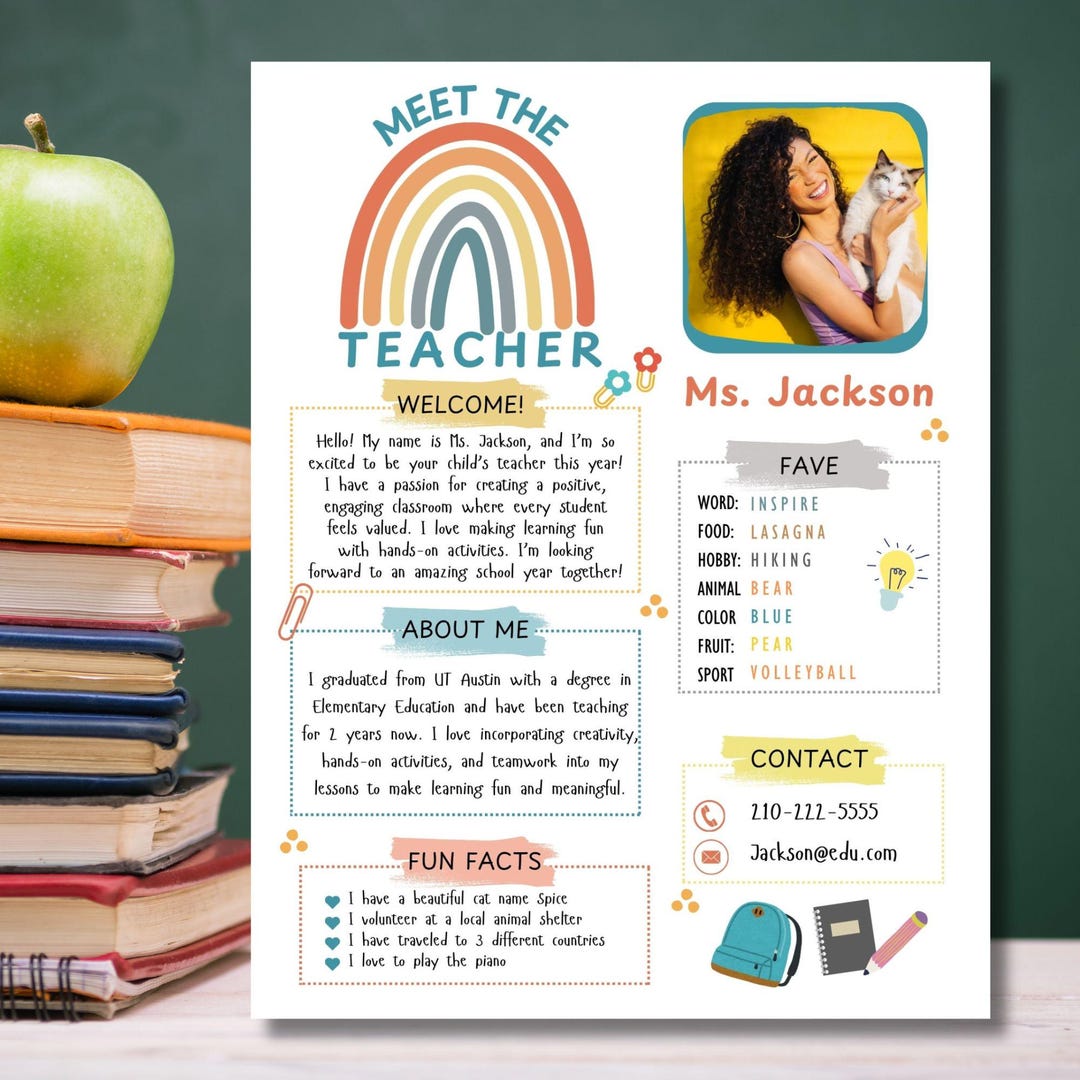 Meet the Teacher Printable, All About My Teacher, Teacher Questionnaire ...
