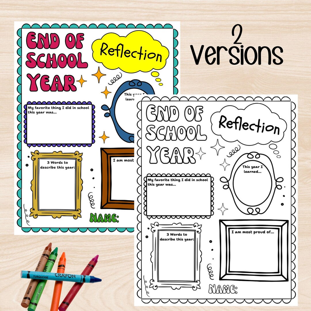 End of School Year Reflection Activity, Printable Sheet Student ...