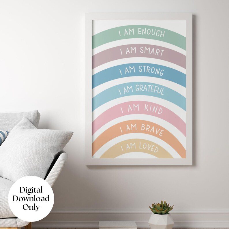 Positive Daily Affirmations for Kids, I Am Classroom Posters, Playroom ...