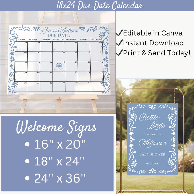 Cielito Lindo Baby Shower Bundle, Editable Invitation, Mexican Talavera ...