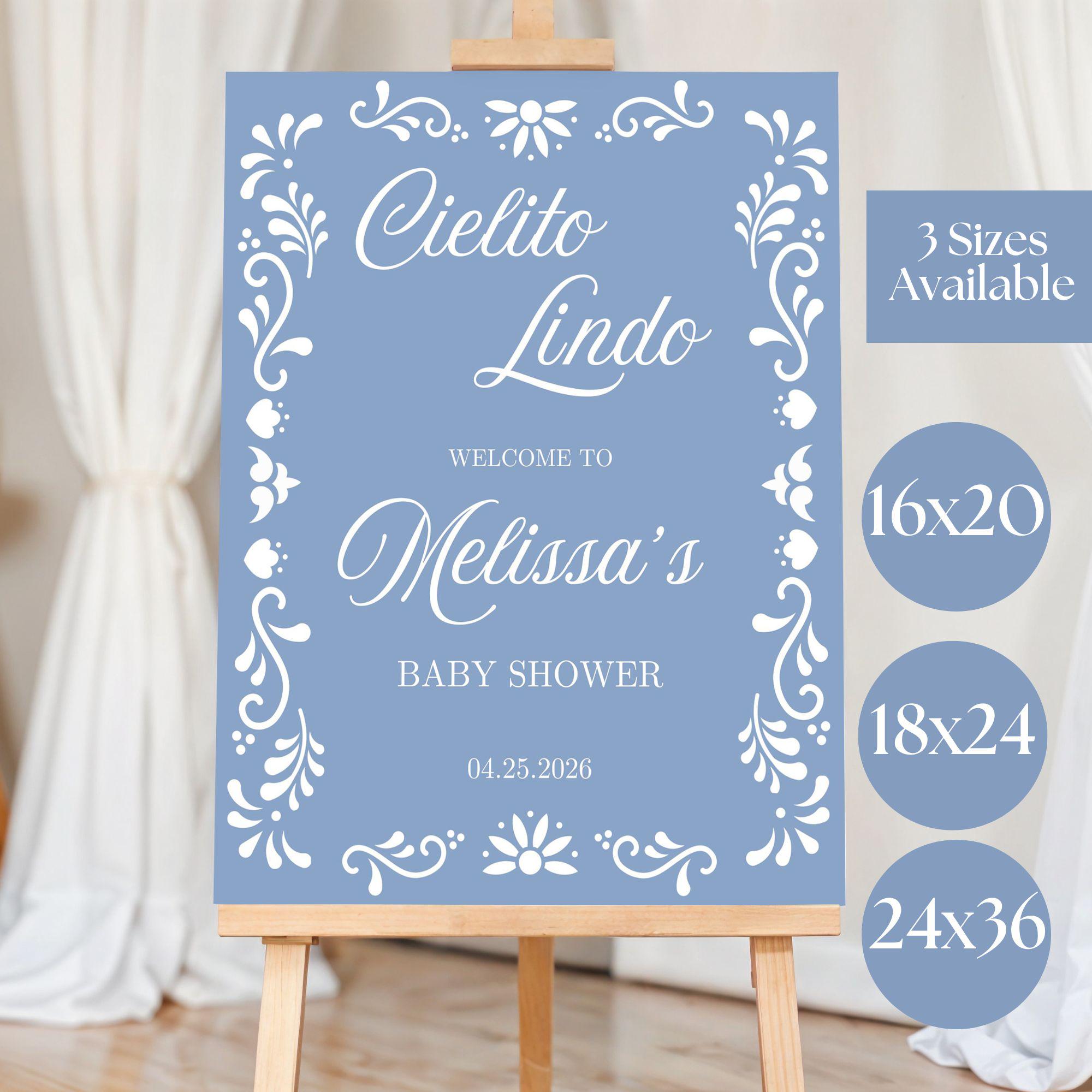 Editable Cielito Lindo Baby Shower Welcome Sign, Dusty Blue Sign ...