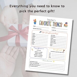 All About My Teacher Favorite Things, Teacher Appreciation ...