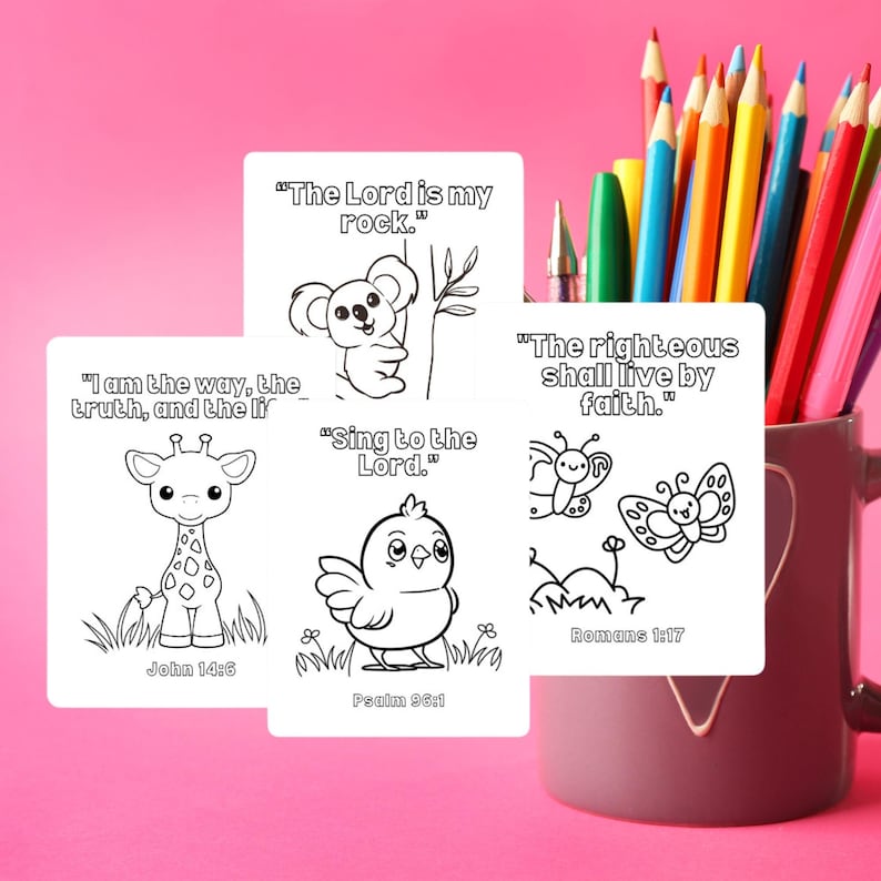 20 Bible Verse Coloring Page Bundle, Printable Church Activity Sheets ...