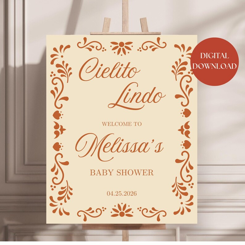 Cielito Lindo Baby Shower Welcome Sign, Editable Terracotta Sign ...