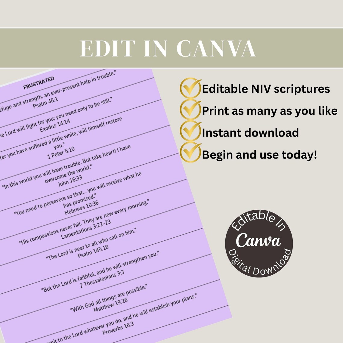 DIY Bible Scriptures Jar Kit, Printable Bible Verses, Daily ...
