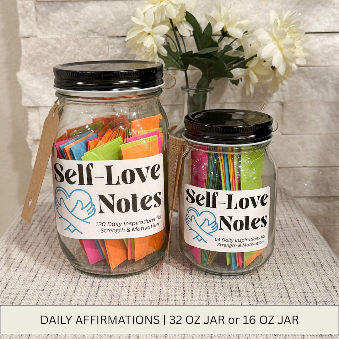 Daily Affirmations Jar, Self Love Notes Jar, Self Care Gift for Friends ...