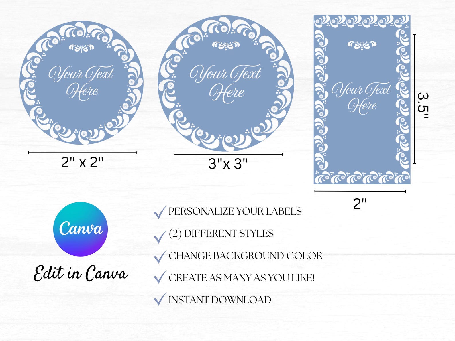 Mexican Talavera Label Template, Printable Party Favor, Circle Tags ...