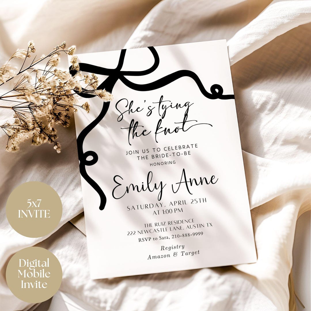 Editable She's Tying the Knot Bridal Shower Invitation Template ...